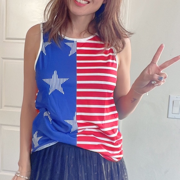 Tops | Stars Stripes Print Festive Tank Top | Poshmark
